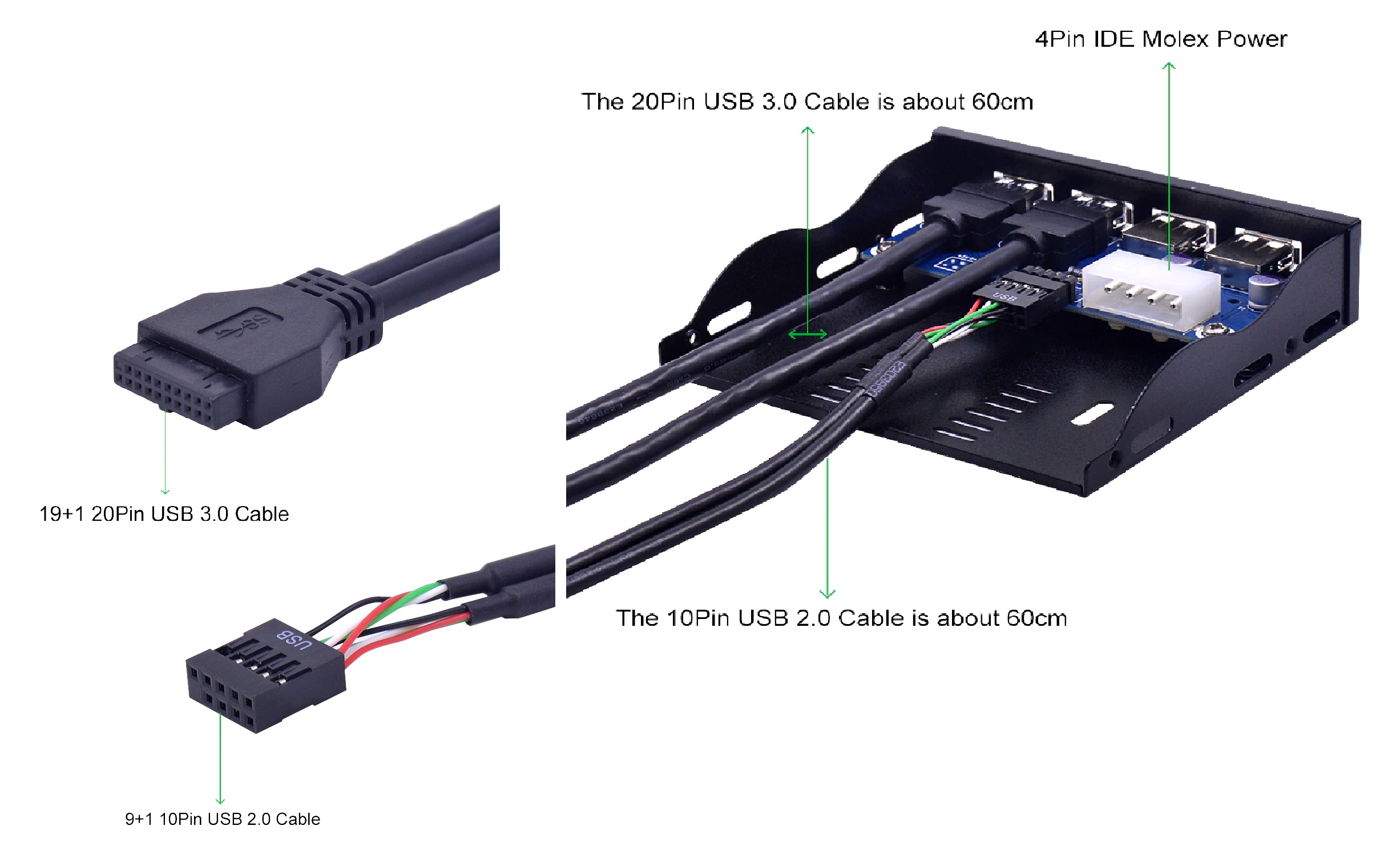 Generic 4 Ports USB 2.0 USB 3.0 Front Panel 3.5 inch Bay USB Hub