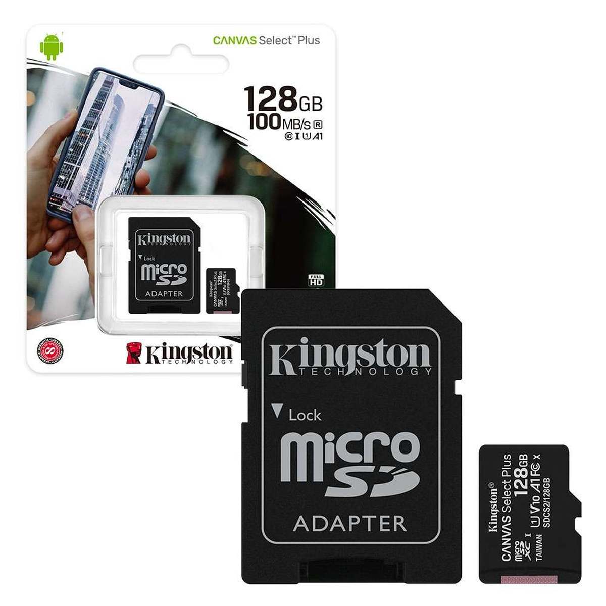 Kingston SDCS2/128GB 128GB microSDXC Canvas Select Plus 100MB/s Read A1 ...
