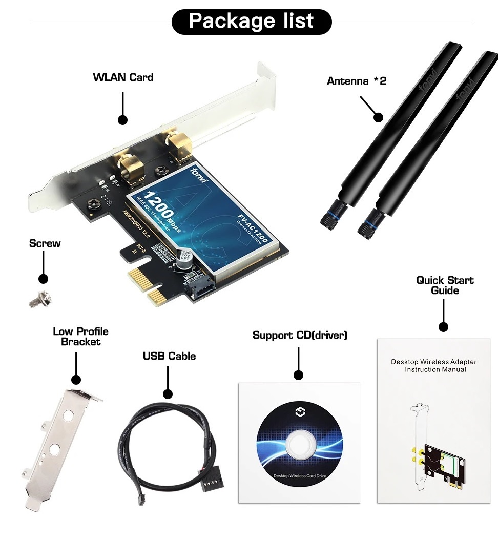 Generic PCIe WiFi + Bluetooth adapter Dual Band Wireless 1200mbps ...