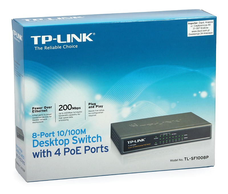 TP-Link TL-SF1008P 8-Port 10/100Mbps Unmanage PoE Switch with 4 x PoE ...